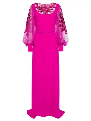 SAIID KOBEISY Bead-embellished Crepe Gown - Pink