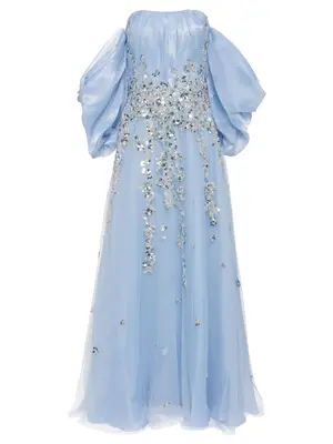 SAIID KOBEISY Beaded Organza Gown - Blue