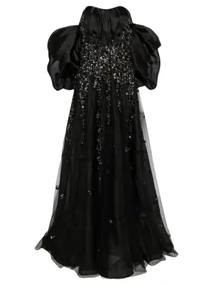 SAIID KOBEISY Bead-embellished Organza Gown - Black