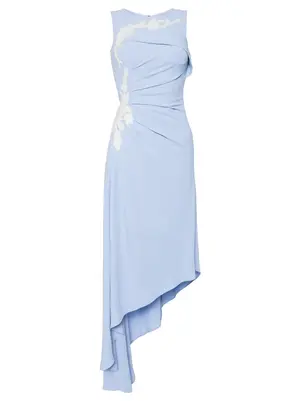 SAIID KOBEISY Gathered Crepe Asymmetric Dress - Blue