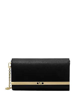 Michael Kors Mona Large Saffiano Leather Clutch - Black