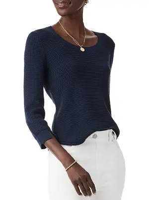 NIC+ZOE Waffle Stitch Sweater Dark Indigo