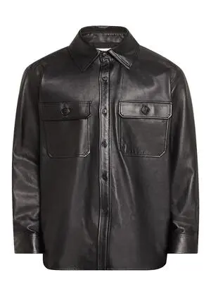 Saint Laurent 2-pocket Leather Overshirt - Nero