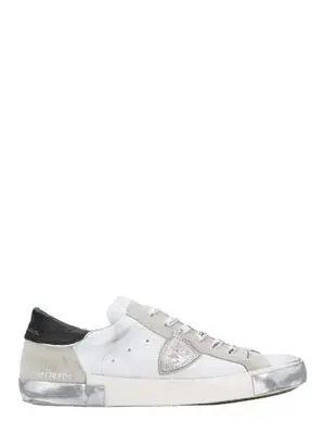 Philippe Model Philippe Model Laminated Leather Sneakers Lamine''_blanc Argent