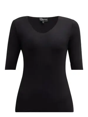 Emporio Armani Fitted Jersey Top - Black