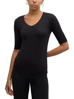 Emporio Armani Fitted Jersey Top - Black