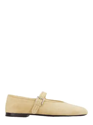 THE ROW Boheme MJ Flat In Black Tan