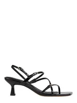 Sandro Strappy Patent Leather Sandals - Black