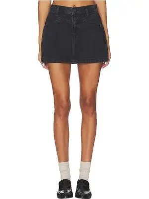Paige Ryder Coated Denim Skirt Coal Black