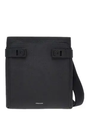 FERRAGAMO North-south Crossbody Bag With Hug Buckle - Black