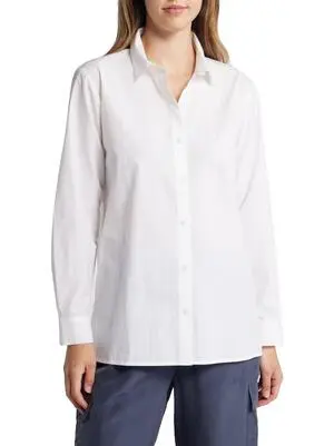 EILEEN FISHER Eileen Fisher Classic Collar Organic Cotton Button-Up Shirt