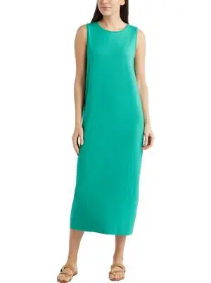 Eileen Fisher Round Neck Sleeveless Midi Dress - Sea Star