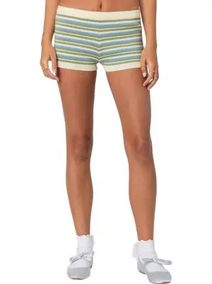 EDIKTED Stripe Rib Knit Shorts - Mix