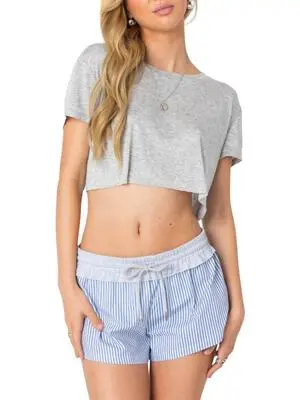 EDIKTED Seville Burnout Crop T-shirt - Gray-melange