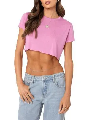 EDIKTED Seville Burnout Crop T-shirt - Pink