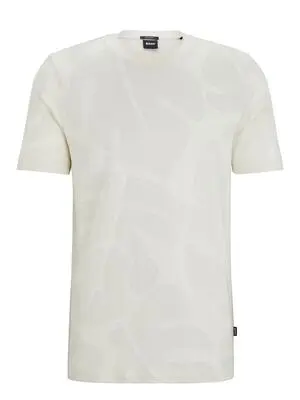 BOSS Cotton Jacquard T-shirt - Neutrals