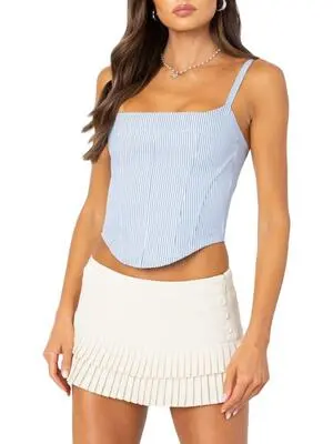 EDIKTED Cammie Stripe Corset Top - Blue-and-white