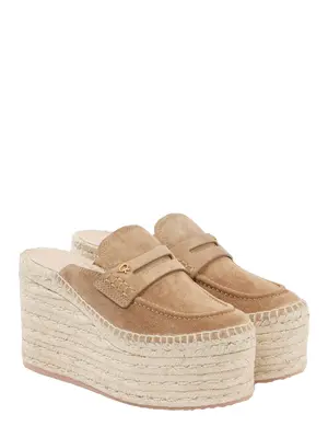 GIANVITO ROSSI Suede Espadrille Wedges - Beige