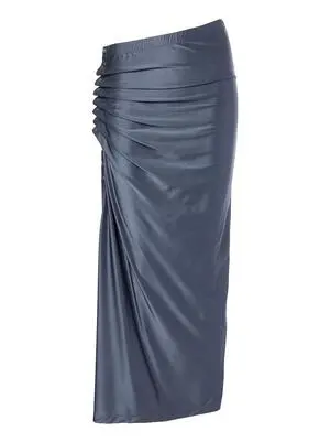 Rabanne Gathered Jersey Midi Skirt - Black