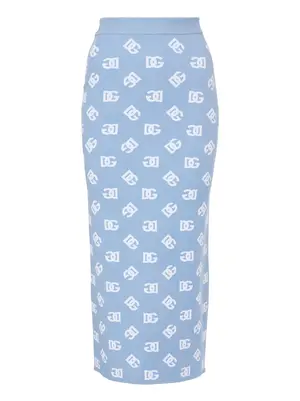Dolce & Gabbana Logo Midi Skirt - Blue