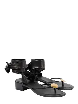 THE ROW Cord Leather Thong Sandals - Black