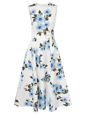 EMILIA WICKSTEAD Mara Floral Taffeta Faille Midi Dress - Blue