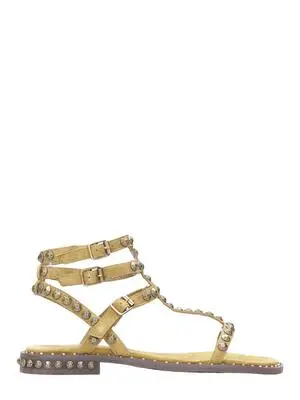 Ash Studded Leather Gladiator Sandals - Senape+oro Soft