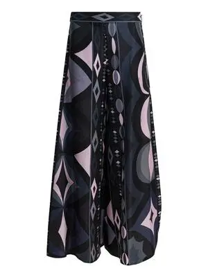Emilio Pucci Printed Silk Palazzo Trousers - Black