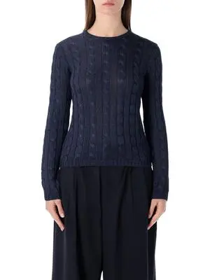 Ralph Lauren Cable-Knit Silk Sweater Icon Navy