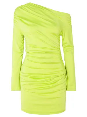ET OCHS Freya Ruched Mini Dress - Chartreuse