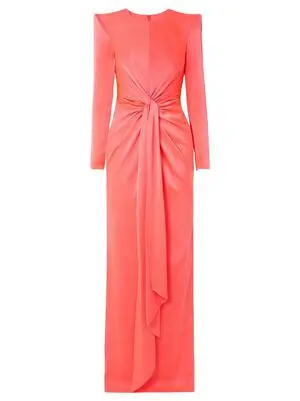 Alex Perry Graves Tie-front Satin-crepe Gown - Coral