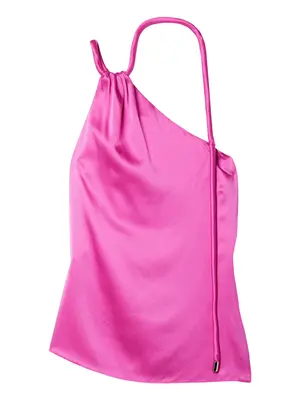 ET OCHS Fleur Asymmetric Silk-blend Charmeuse Satin Top - Fuchsia