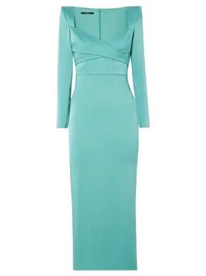 Alex Perry Alex Perry Linden Wrap-Effect Satin-Crepe Midi Dress Teal