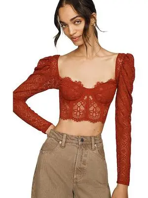 LYREBIRD Giselle Lace Bustier: Long-sleeve Edition - Red