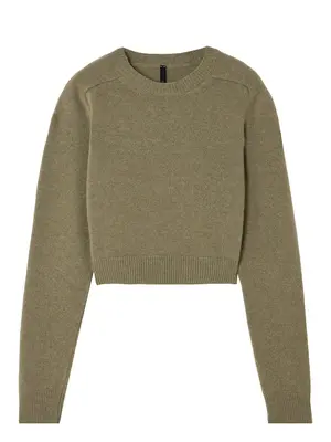 PETAR PETROV Cropped Wool And Cashmere-blend Sweater - Green
