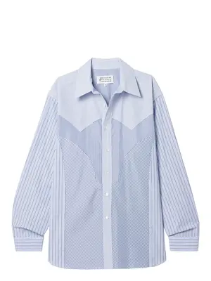 MAISON MARGIELA Paneled Striped Cotton-poplin Shirt - Blue