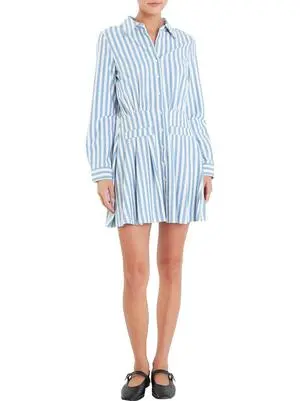 English Factory Stripe Shirt Dress - Blue/white