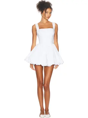 HELSA Poplin Bubble Mini Dress White