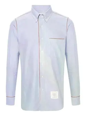 Thom Browne Grosgrain-trim Cotton Shirt - Blue