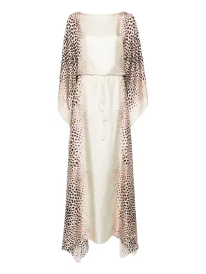 Roberto Cavalli Animal Print Kaftan Maxi Dress - Neutrals