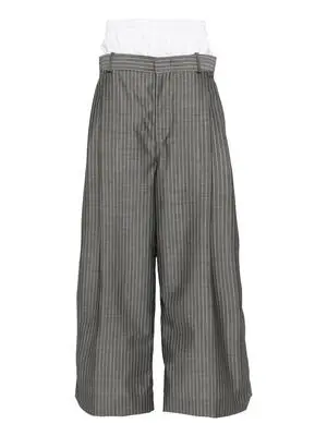 HED MAYNER Pinstriped Pleated Wide-leg Trousers - Grey