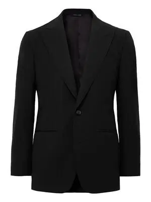 SAMAN AMEL Slim-fit Wool, Mohair And Linen-blend Suit Jacket - Black