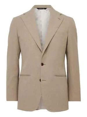 SAMAN AMEL Slim-fit Linen Suit Jacket - Neutrals