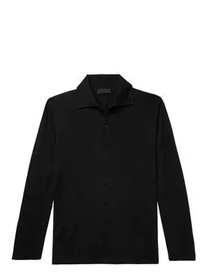 SAMAN AMEL Carlo Cashmere And Silk-blend Shirt - Black