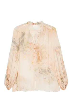 Camilla Floral-print Blouse - Neutrals