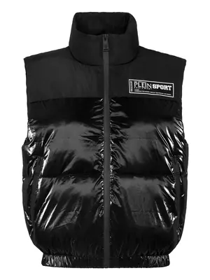 PLEIN SPORT Logo-print Quilted Gilet - Black