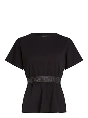 Karl Lagerfeld Glitter Logo Tape T-shirt - Black