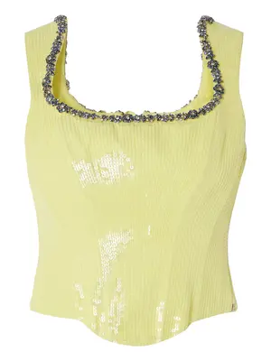 CLIO PEPPIATT Blossom Crystal-embellished Bustier Top - Yellow