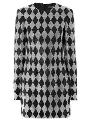 Balmain Crystal-embellished Argyle Mini Dress - Black