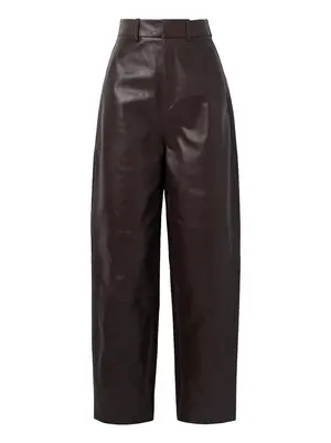 PETAR PETROV Rowdy Tapered Leather Trousers - Brown